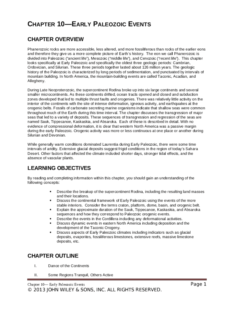 Chapter 10Early Paleozoic Events Doc Template | pdfFiller