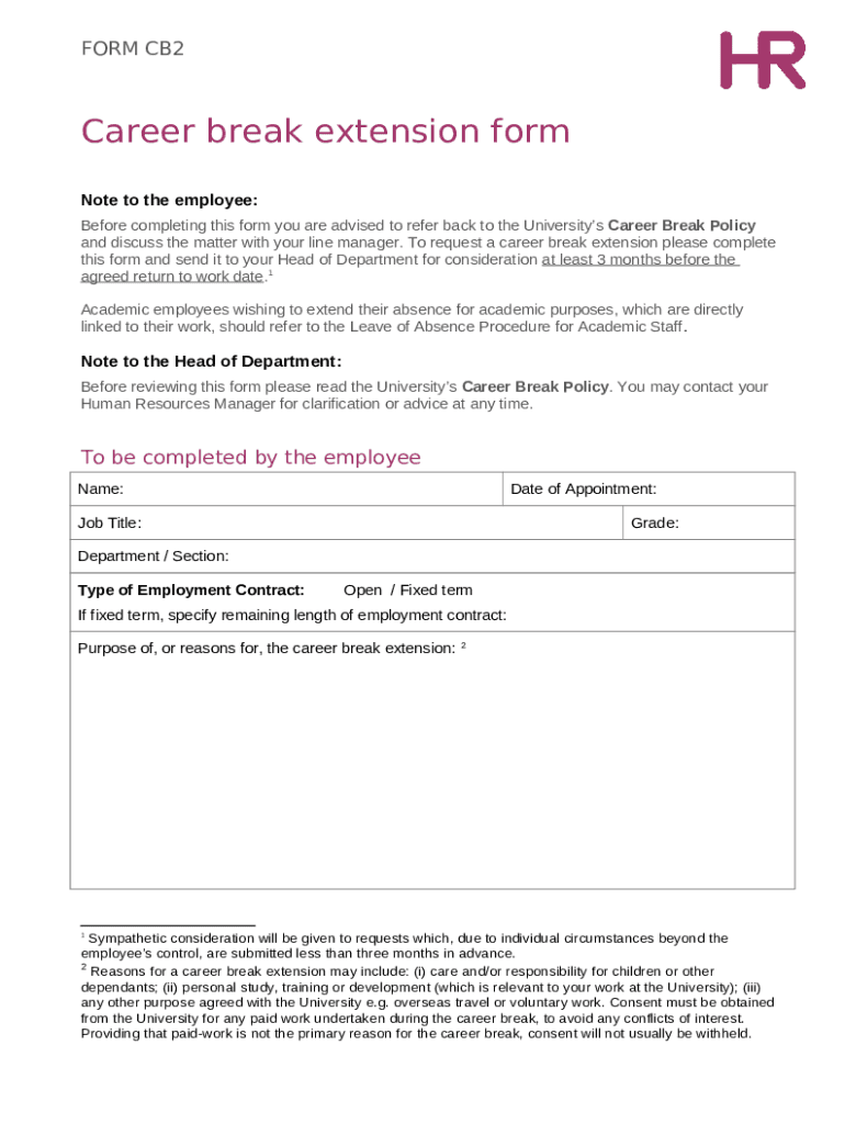 career break application - University of York Doc Template | pdfFiller