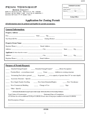 Fillable Online Zoning Officer Application for Zoning Permit Fax Email ...