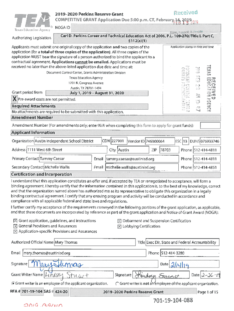 Fillable Online Completing the Perkins ADC and Grant Application Fax ...