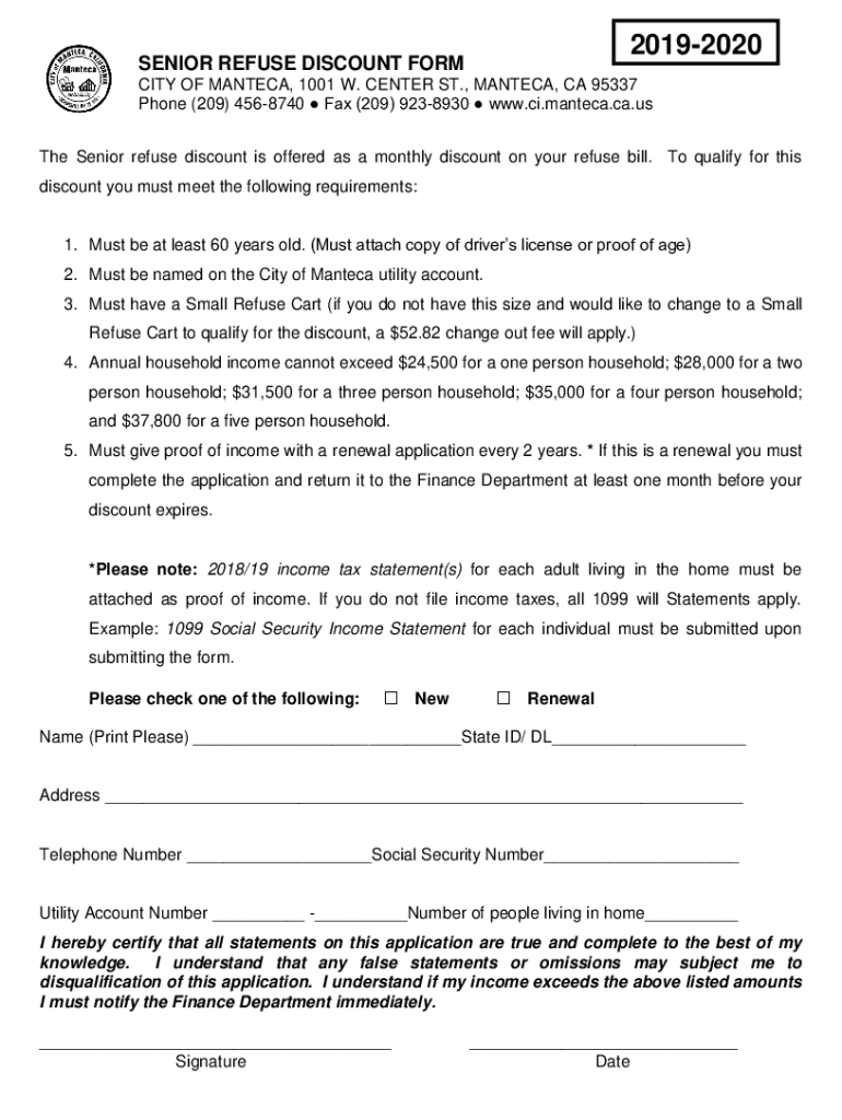 Fillable Online VERIFICATION OF LOW-INCOME. SENIOR DISCOUNT FORM Fax ...