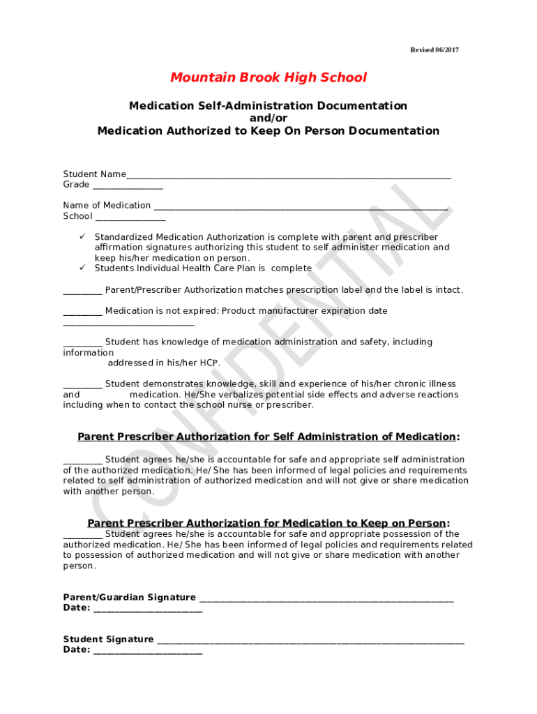 Self Administration and / or Keep on Person Documentation ... Doc ...