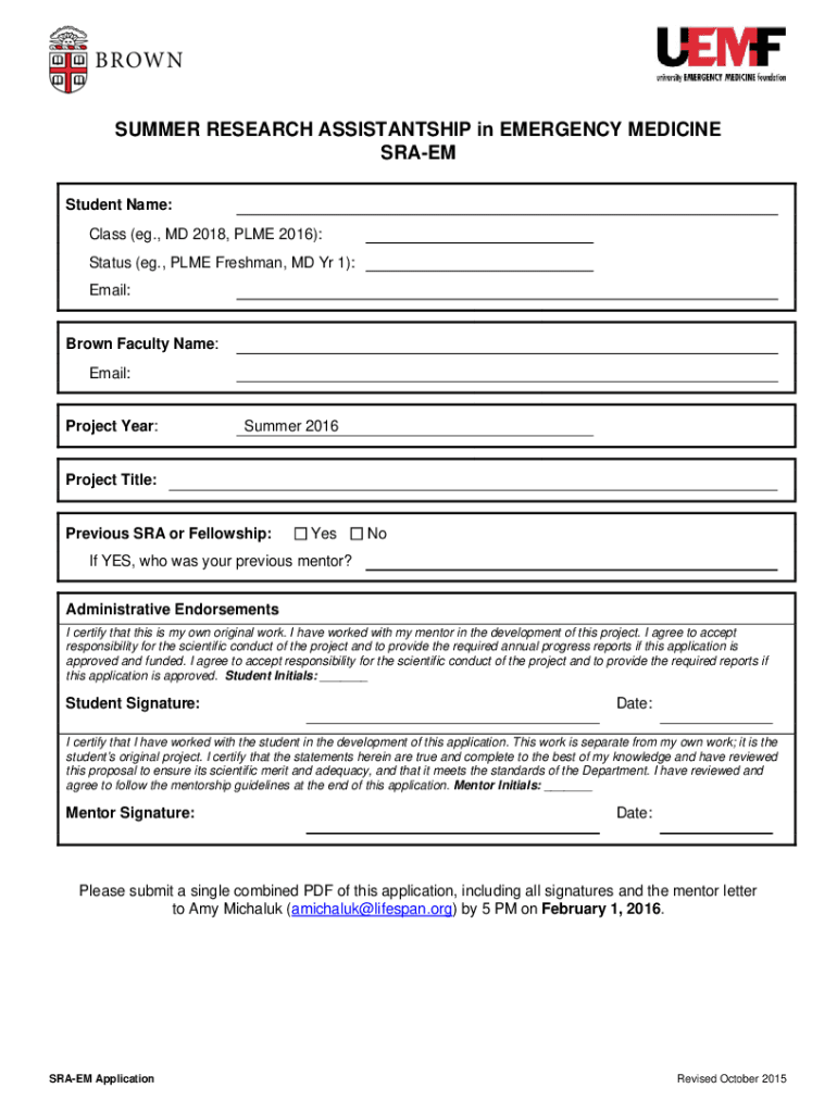 Fillable Online SRA-EM Application Fax Email Print - pdfFiller