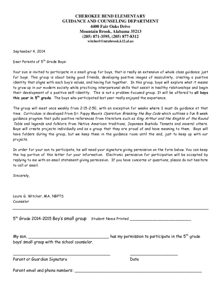 Fillable Online vestavia hills elementary cahaba heights - Mountain Brook Schools Fax Email ...