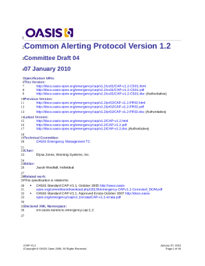 Common Alerting Protocol. V1.2 Draft Doc Template | pdfFiller