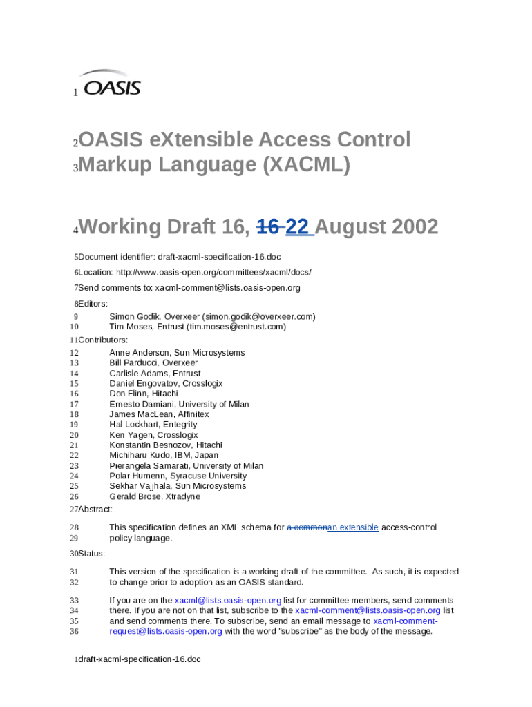 eXtensible Access Control Markup Language ... - OASIS Open Doc Template ...