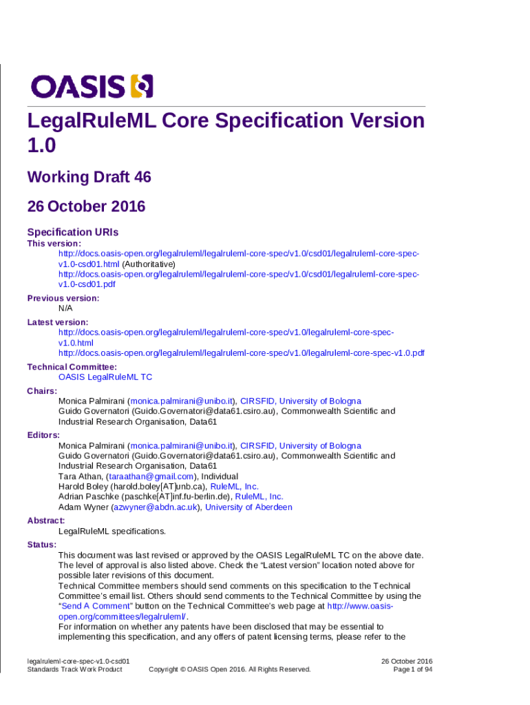 LegalRuleML Core Specification Version 1.0 Doc Template | pdfFiller