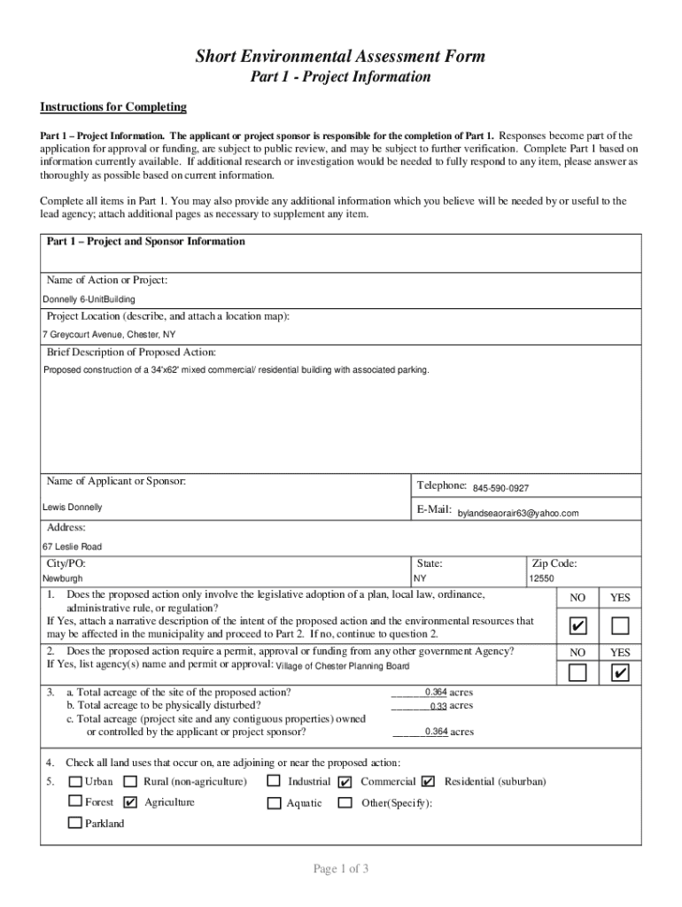 Fillable Online 253 Palisade Avenue - Short Environmental Assessment ...