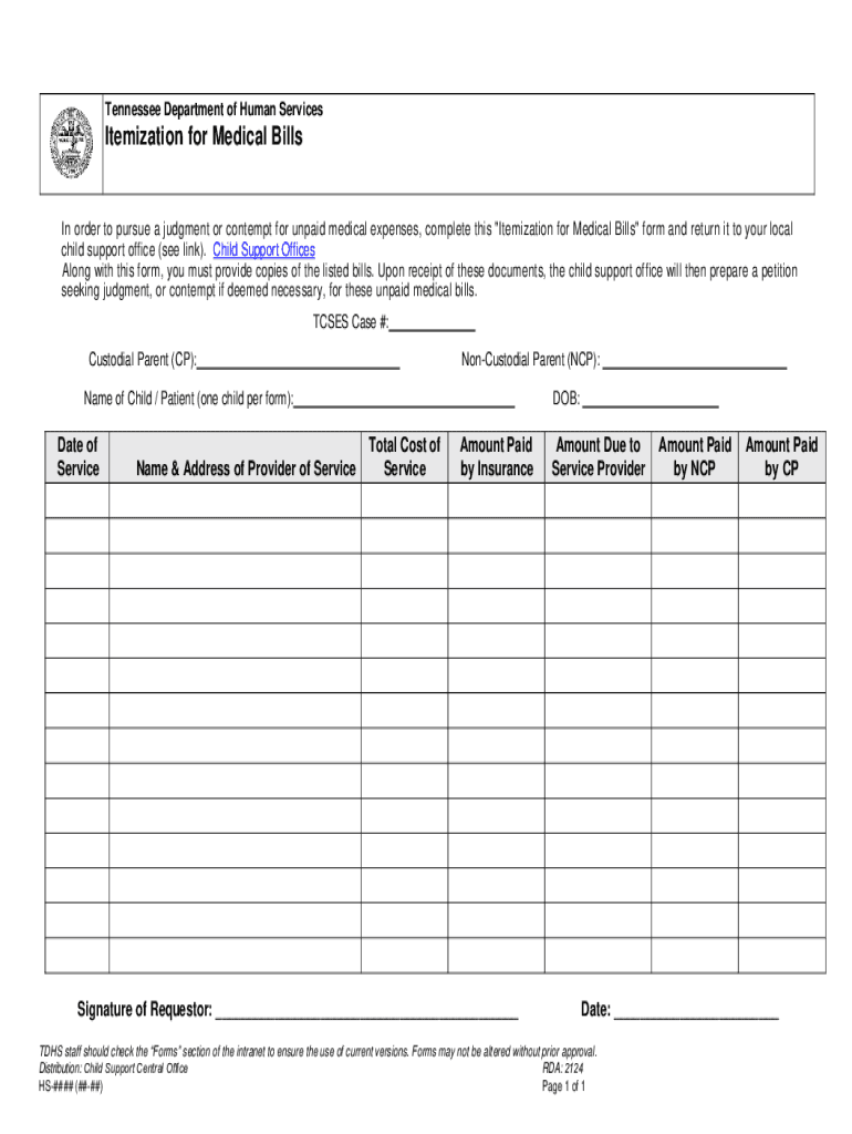 Fillable Online Itemization for Medical Bills Fax Email Print - pdfFiller