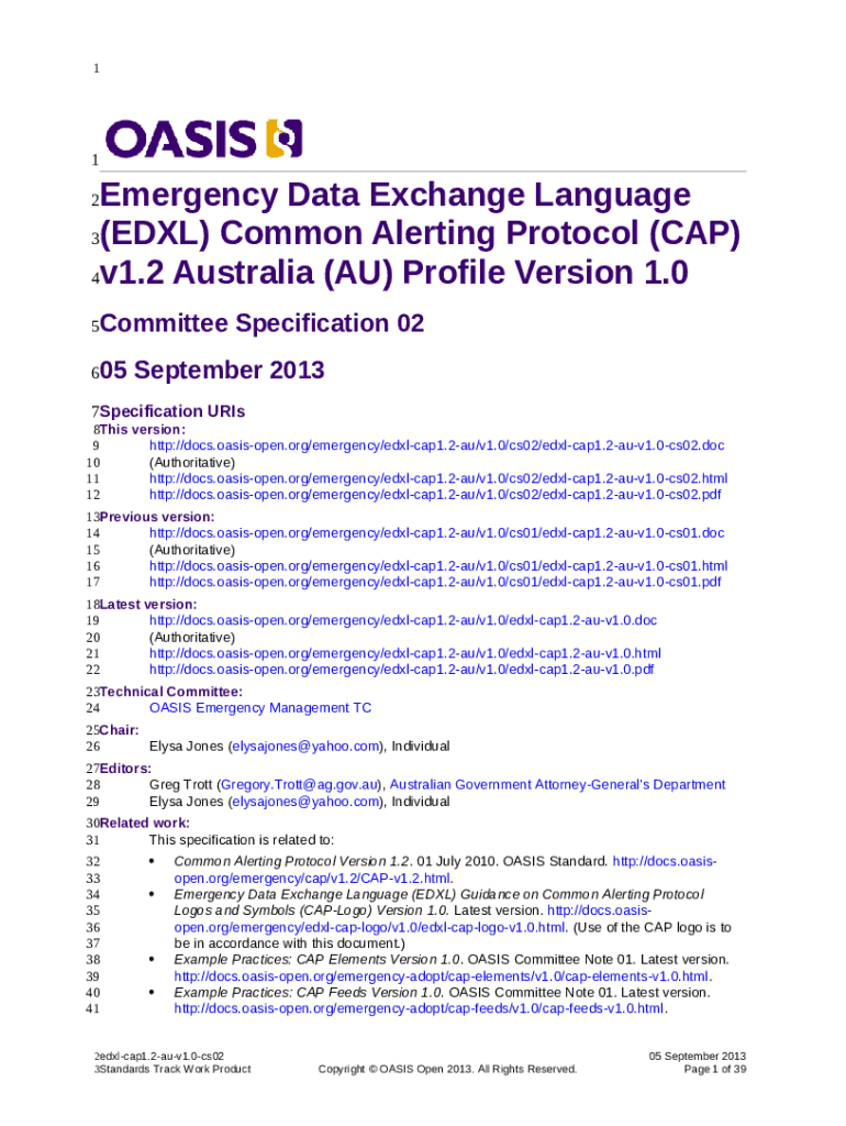 Emergency Data Exchange Language (EDXL) - Cover Pages - docs oasis-open ...
