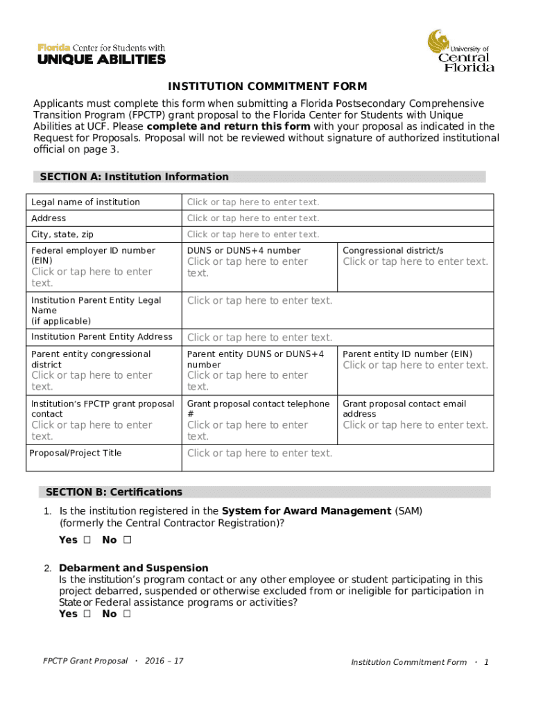 Institution Commitment Doc Template | pdfFiller