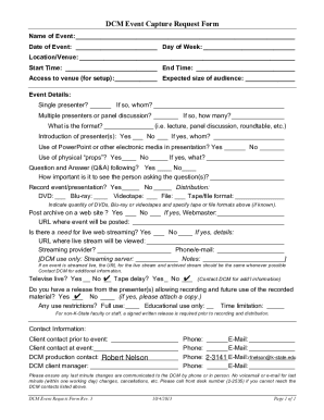 Fillable Online DCM Event Request Form Rev 3. Event form DCM Division ...