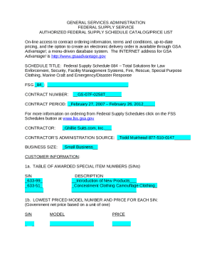 GSA Schedule - Inquiries Inc. Doc Template | pdfFiller