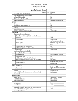 Fillable Online 2020 Tax Checklist (General) Fax Email Print - pdfFiller