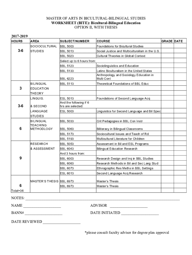 Fillable Online education utsa WORKSHEET (BITE): Bicultural-Bilingual ...