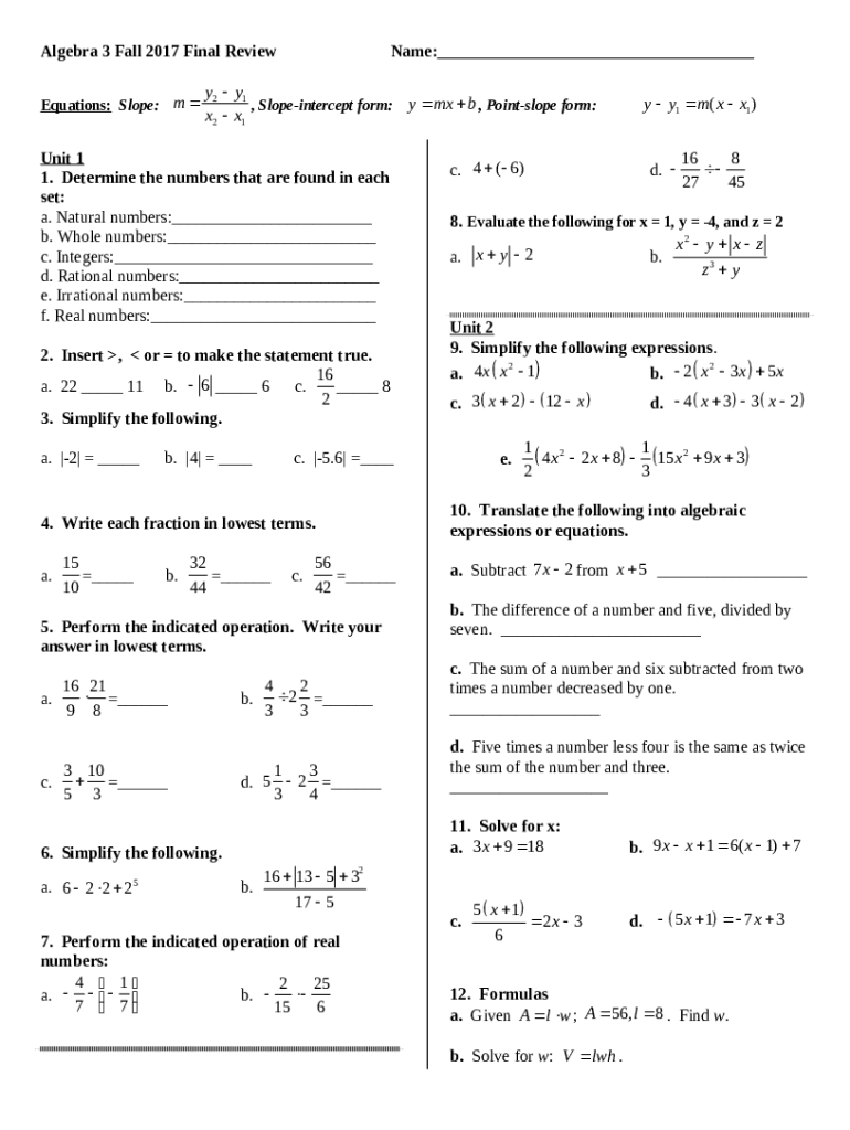 Equations:Slope:, Slope-intercept :, Point-slope : Doc Template | pdfFiller