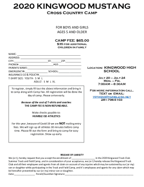 Fillable Online CAMP FEE: $65 Fax Email Print - pdfFiller