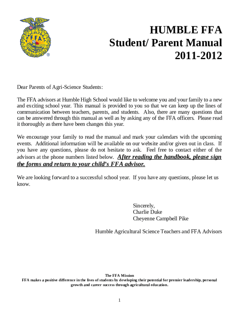 HUMBLE FFA Doc Template | pdfFiller