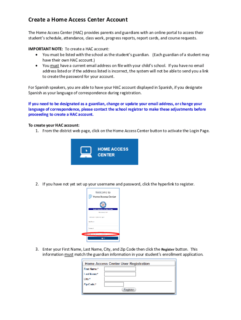 Fillable Online How to Create a Home Access Center Account - Humble ISD ...