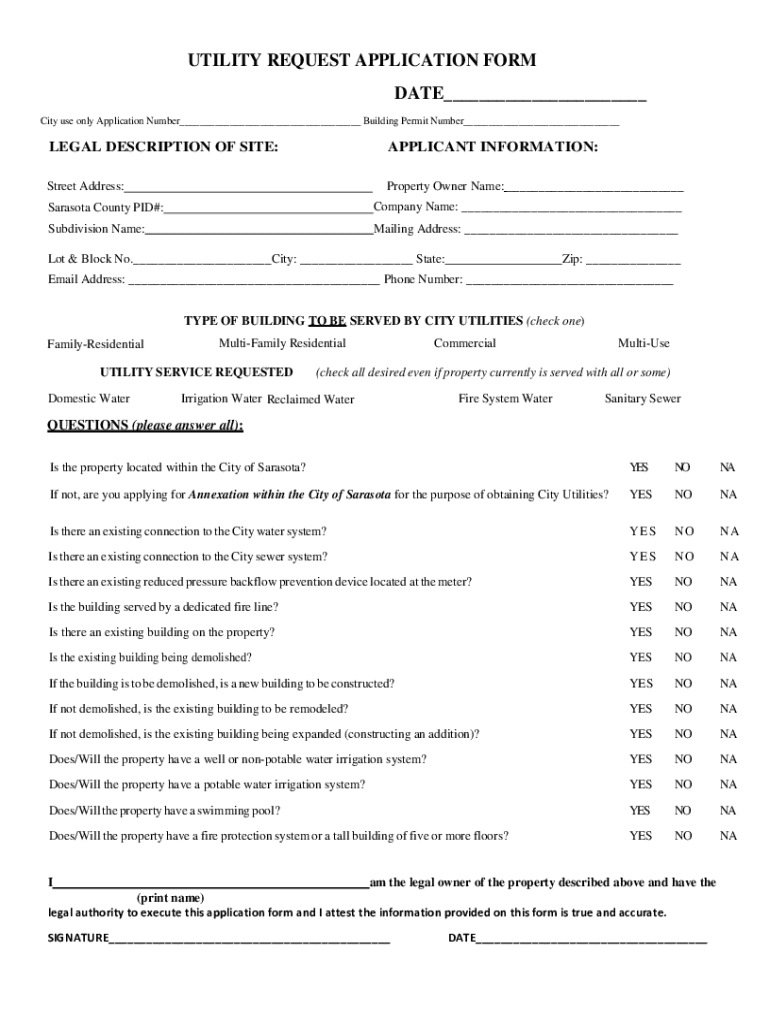 Fillable Online UTILITY REQUEST APPLICATION FORM Fax Email Print ...