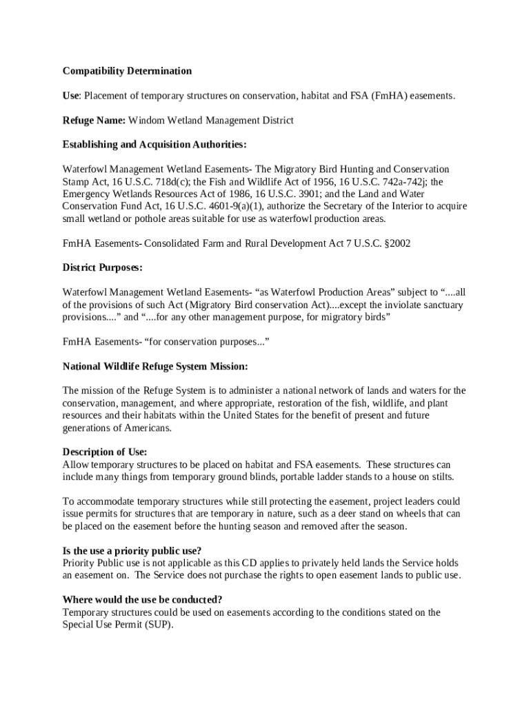 Placement of temporary structures on conservation, habitat ... Doc ...