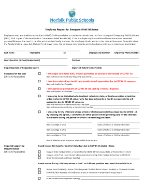 Fillable Online Employee Request for Emergency Paid Sick Leave ...