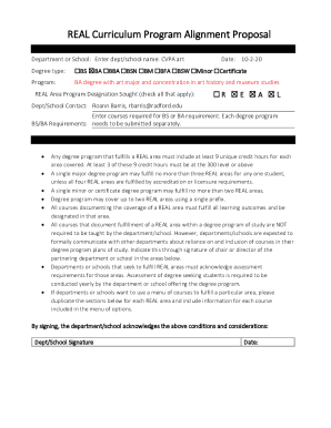 Fillable Online REAL Curriculum Program Alignment Proposal - Radford ...