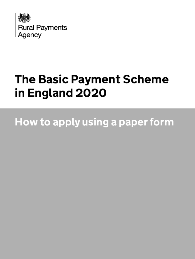 Fillable Online How to apply for BPS 2020 using a paper form Fax Email ...