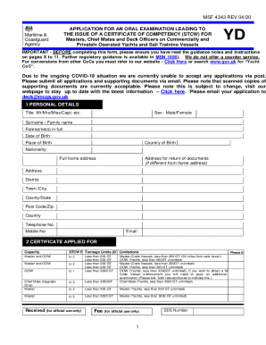 Fillable Online How to apply for a deck yacht certificate of competency ...