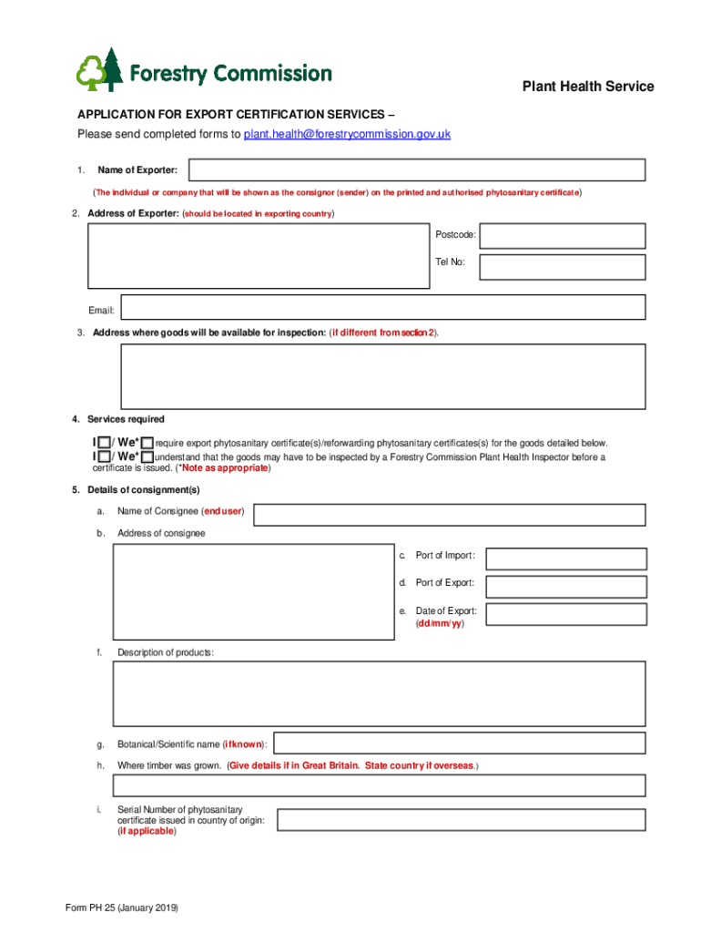 Export Plant Health Phytosanitary Certificate Application Form ...