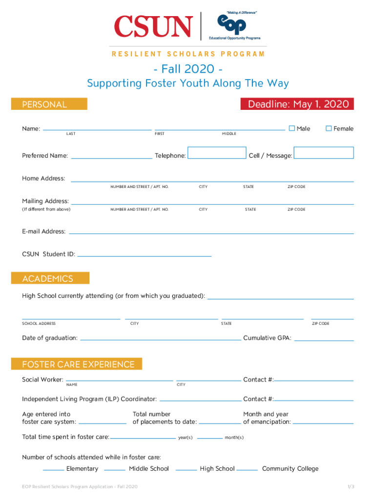 Fillable Online Complete the EOP RSP Application - California State ...