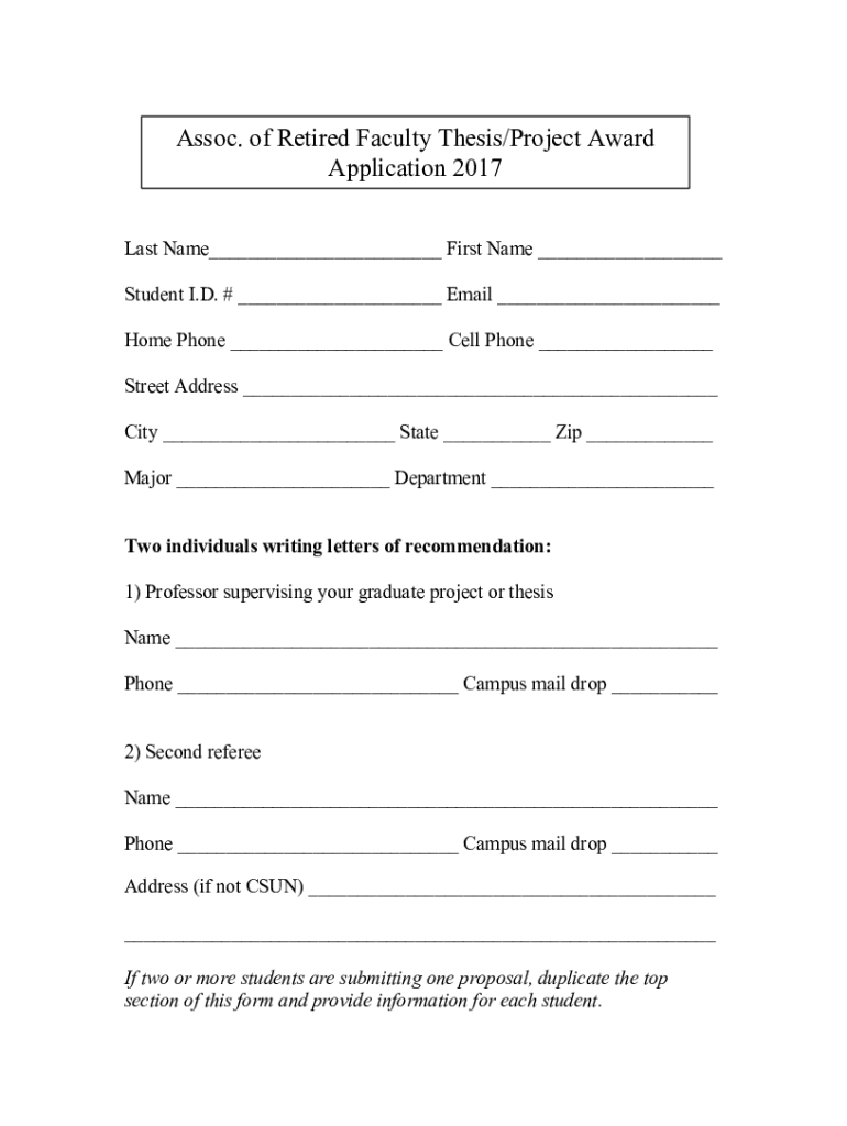 Fillable Online Departmental Awards and FellowshipsDepartment of ... Fax Email Print - pdfFiller