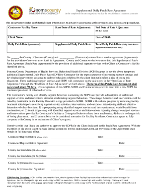 Fillable Online Supplemental Daily Patch Rate Agreement. Supplemental ...