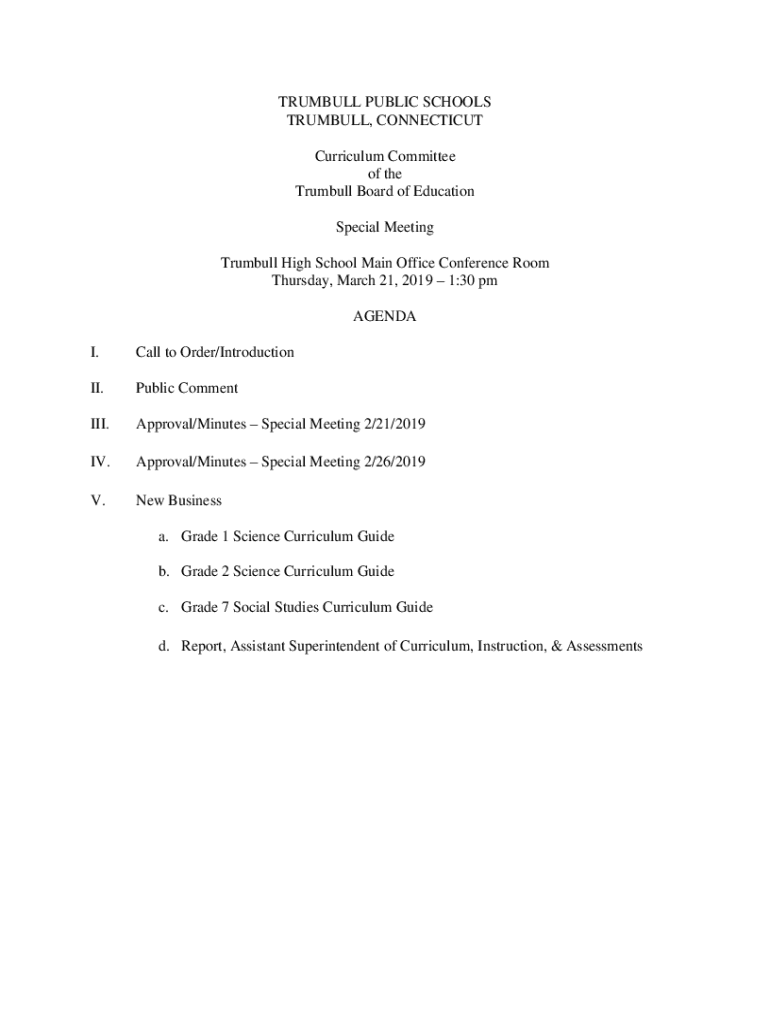 Fillable Online Welcome to the Trumbull Public Schools - Trumbull ...