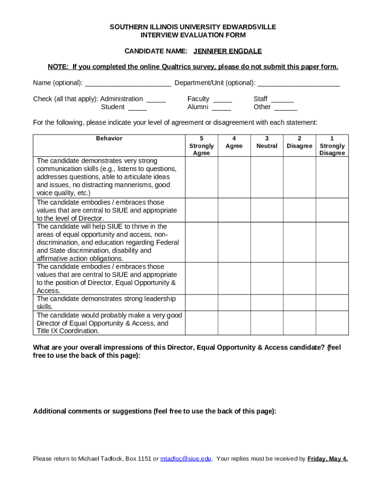 Evaluation - siue.edu Doc Template | pdfFiller