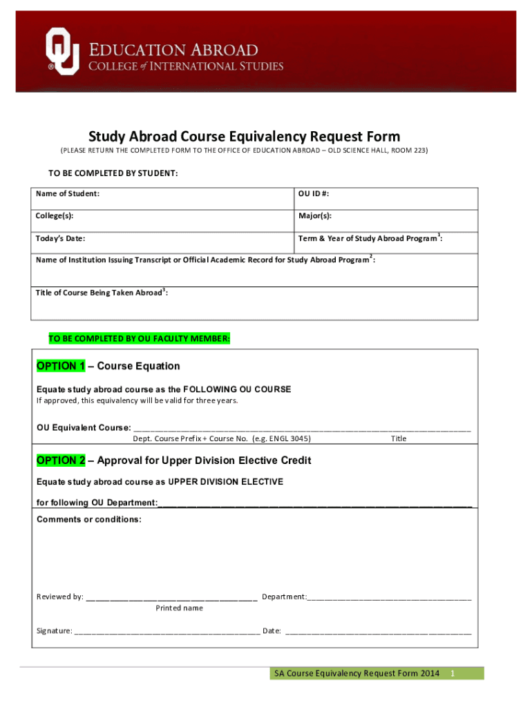 Fillable Online Study Abroad Course Equivalency Request Form.docx Fax ...