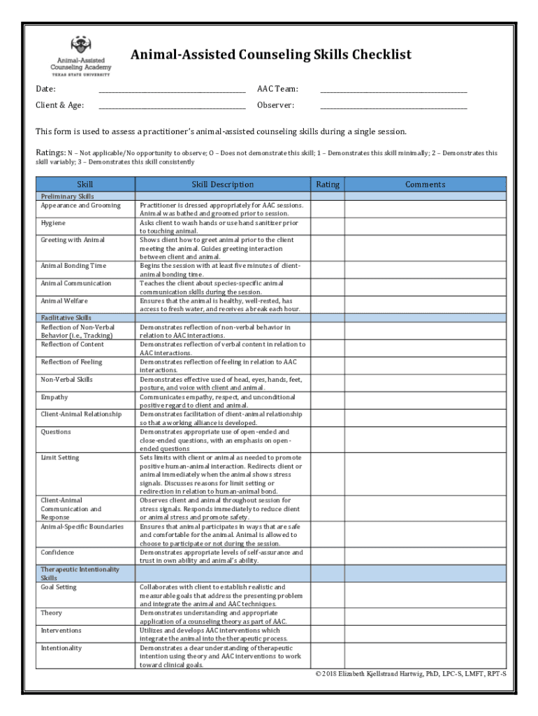 Fillable Online gato-docs its txstate AAC Skills Checklist Fax Email ...