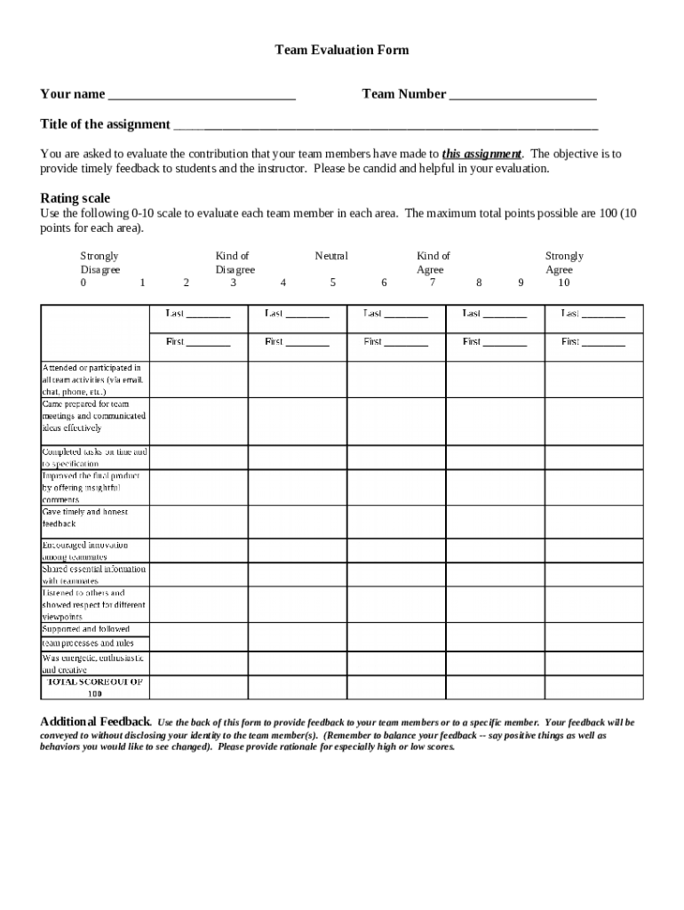 Team Feedback Doc Template | pdfFiller