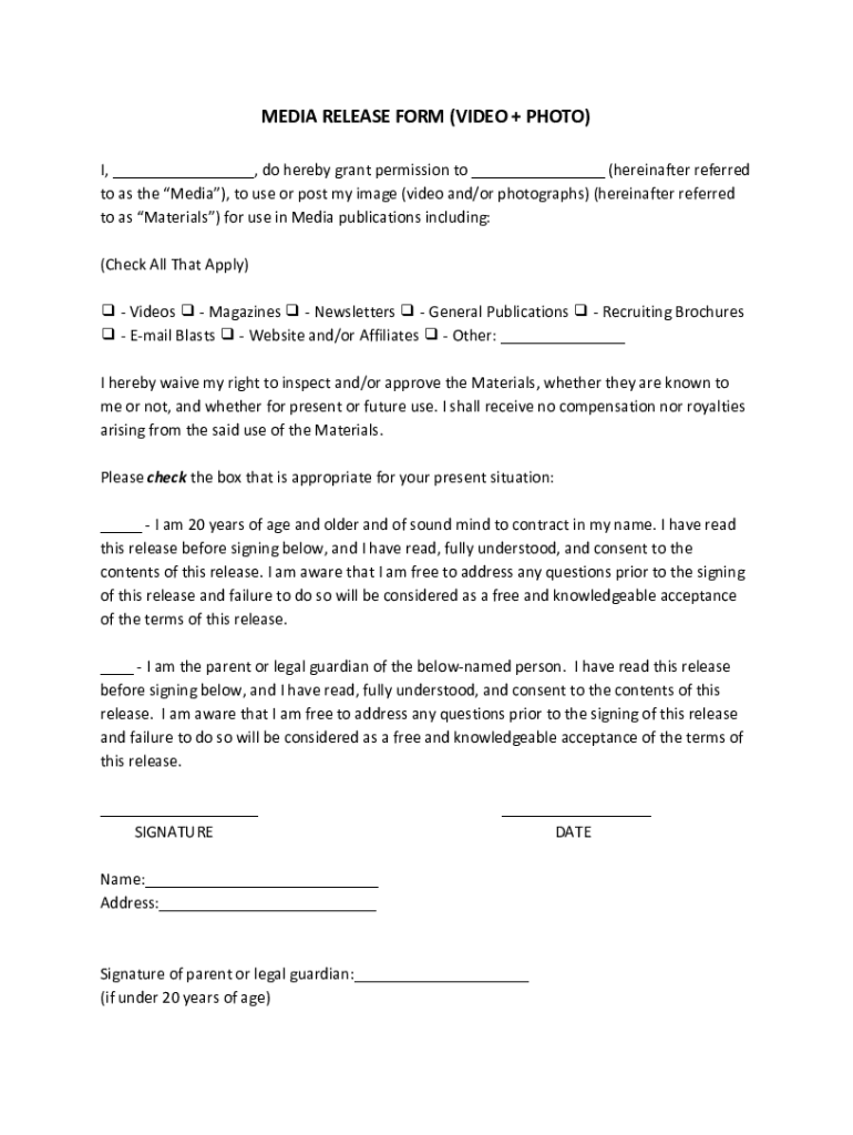 Fillable Online 21 Printable general media release form Templates ...