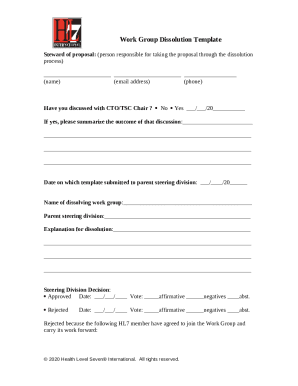 Work Group Dissolution Template Doc Template | pdfFiller