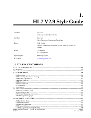 HL7 V2.9 Style Guide Doc Template | pdfFiller