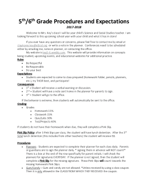 Fillable Online 5th/6th Grade Procedures and Expectations Fax Email ...