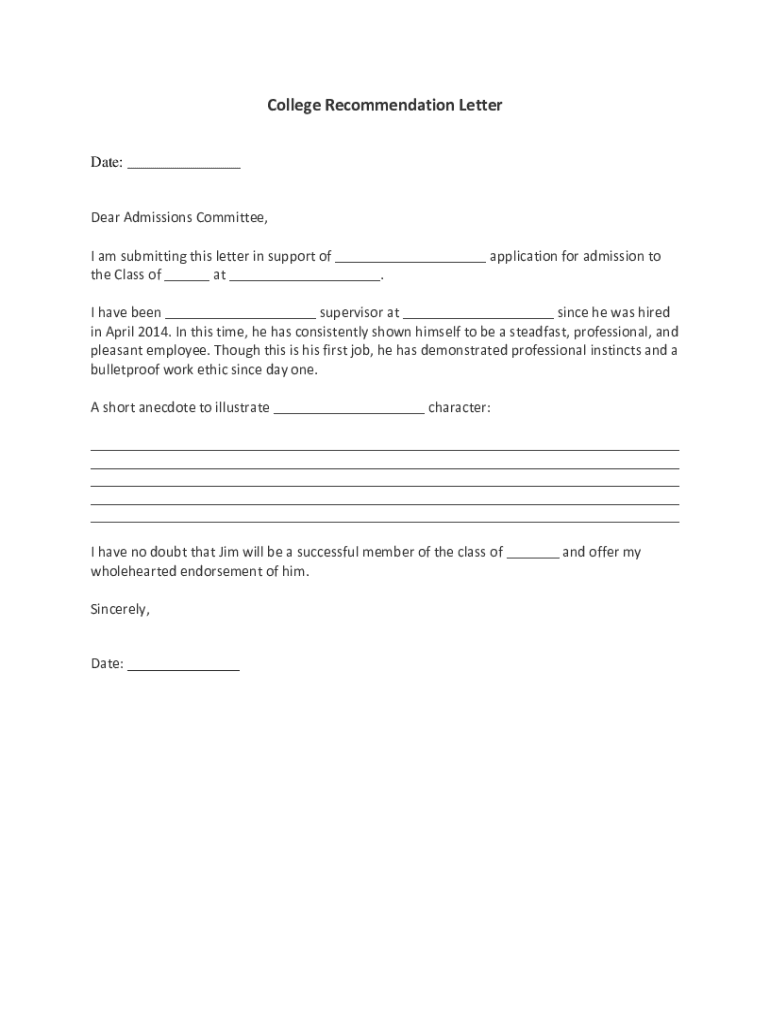 Fillable Online College Admission Application Letter: Format (with ...