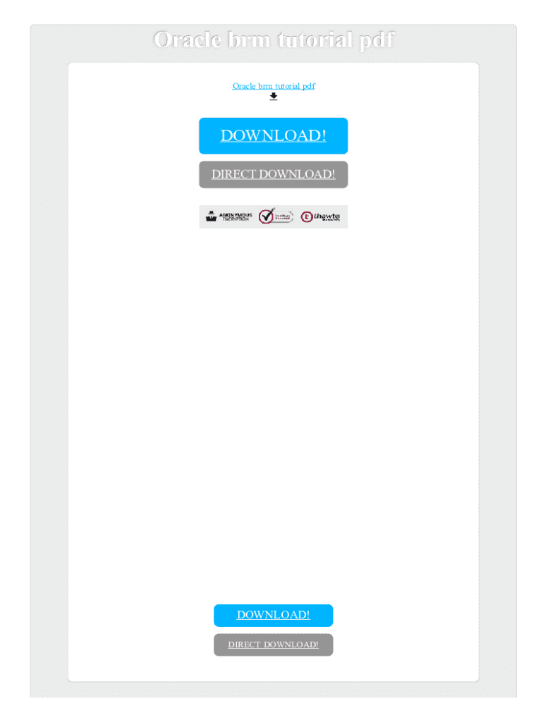 Oracle Brm Tutorial - Fill Online, Printable, Fillable, Blank | pdfFiller