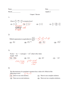 Fillable Online Name: Date: Period: Algebra 2 Chapter 7 Review 1) Fax ...