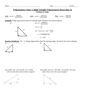 Fillable Online Trigonometry Topic 1: Right Triangle Trigonometry Notes ...
