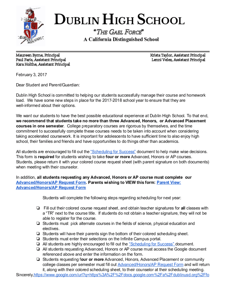 Fillable Online Advanced/Honors/AP Class Request Form Fax Email Print ...