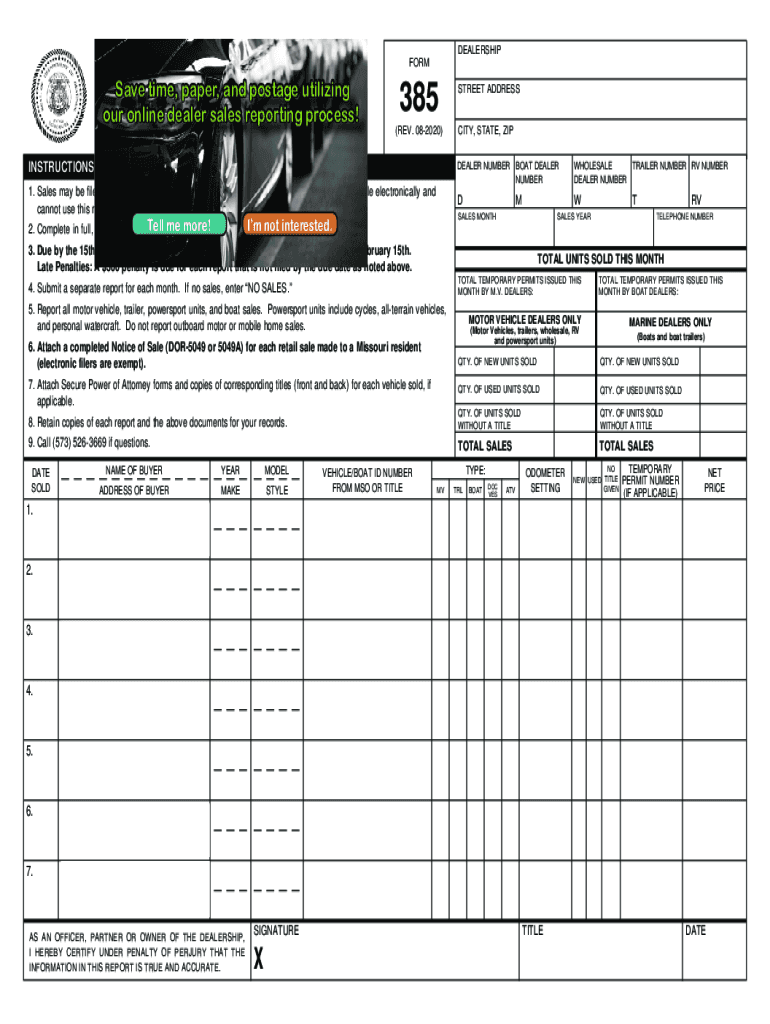 Form 385: Fill out & sign online | DocHub