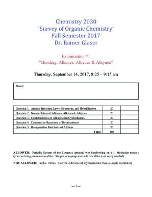Fillable Online web missouri Chemistry 2030 Survey of Organic Chemistry ...