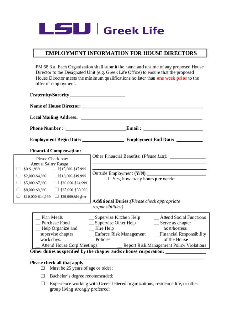 House Director Ination Doc Template | pdfFiller